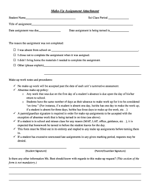 Fillable Online Make-Up Assignment Attachment Fax Email Print - pdfFiller