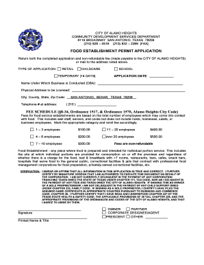 Fillable Online alamoheightstx Food Establishment Permit Application ...