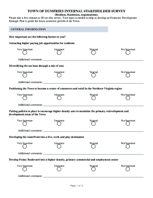 Fillable Online dumfriesva TOWN OF DUMFRIES INTERNAL STAKEHOLDER SURVEY ...