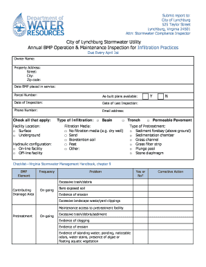 Fillable Online lynchburgva Infiltration Practices BMP Inspection ...