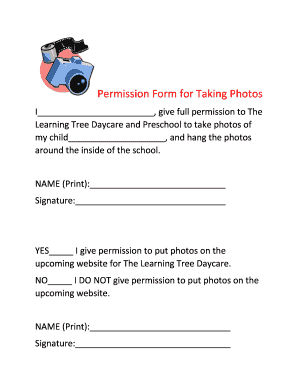 Fillable Online Permission Form for Taking Photos - Fax Email Print ...