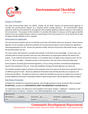Fillable Online cityofcheney Environmental Checklist - Cheney ...