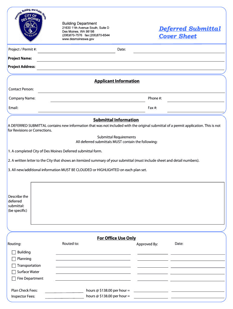 Fillable Online desmoineswa Building Department Deferred Submittal ...