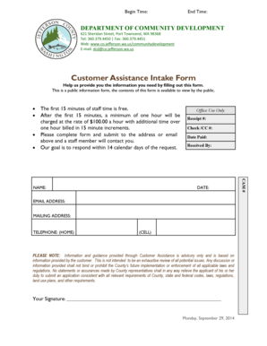 Fillable Online Customer Assistance Intake Form - cojeffersonwaus Fax ...
