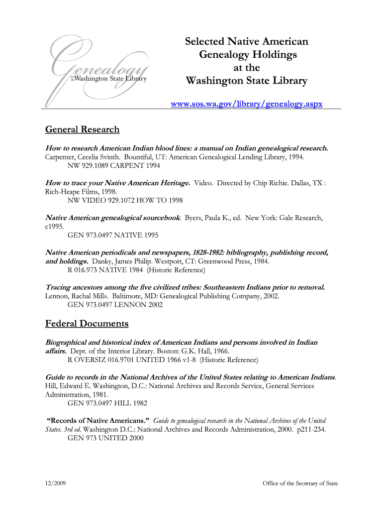 Fillable Online Selected Native American Fax Email Print - pdfFiller