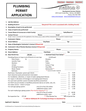 Fillable Online planning rentonwa Schedule Inspection or Check Permit ...