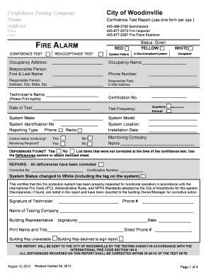 Fillable Online Confidence Test Fire Alarm Fire Application Fax Email ...
