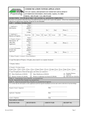 Fillable Online yakimawa COMMUNICATION TOWER APPLICATION Fax Email ...