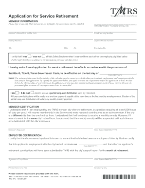 Fillable Online decaturtx Service Retirement Packet - decaturtxorg Fax Email Print - pdfFiller