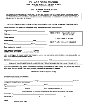 Fillable Online villageofellsworth Dog License Application.docx ...