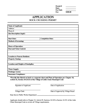 Fillable Online littlechutewi ROCK CRUSHING PERMIT Fax Email Print - pdfFiller