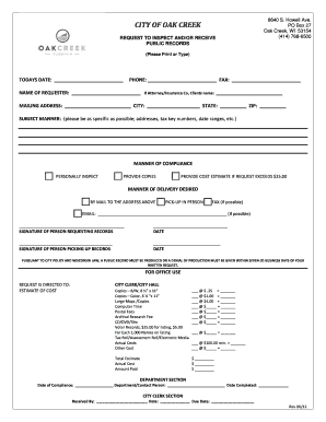 Fillable Online oakcreekwi ORR Full Form 53113 Fax Email Print - pdfFiller