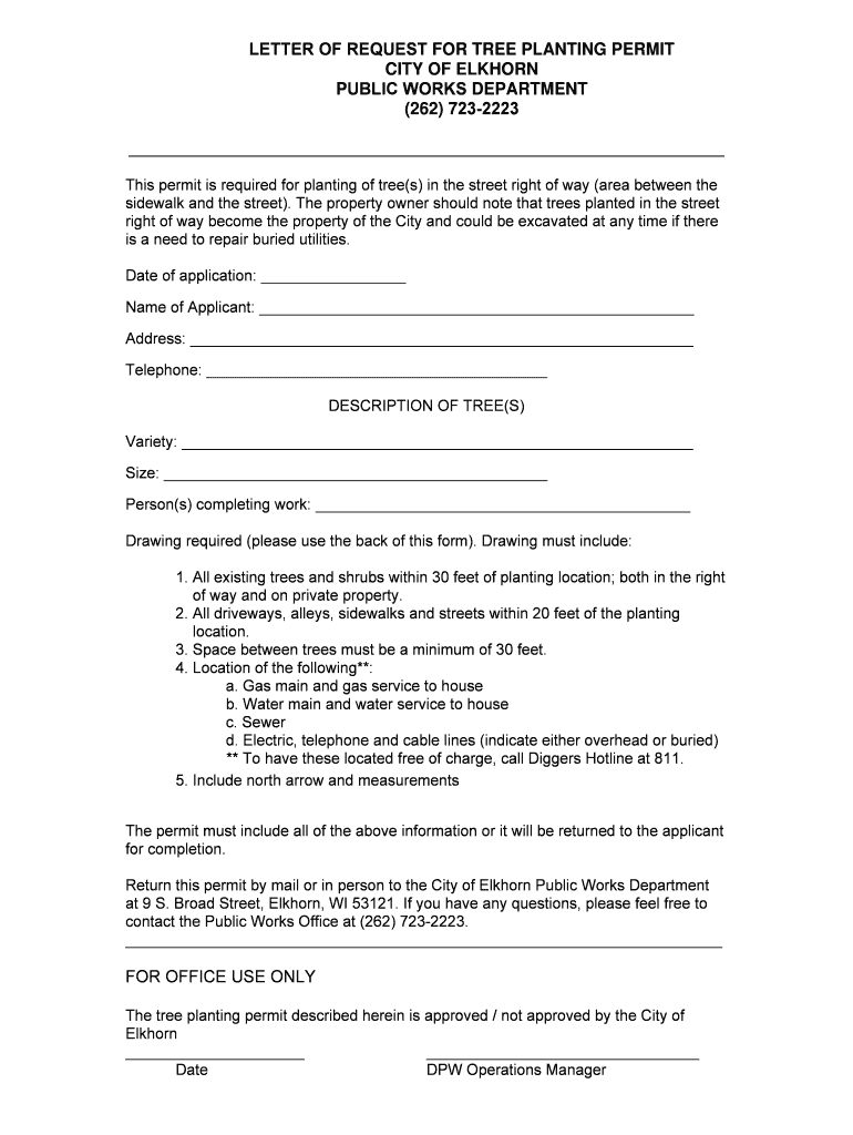 Fillable Online APPLICATION FOR TREE PLANTING PERMIT Fax Email Print ...