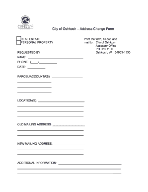 Fillable Online Address Change Form - cioshkoshwius Fax Email Print ...