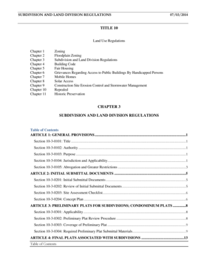 Fillable Online SUBDIVISION AND LAND DIVISION REGULATIONS Fax Email ...