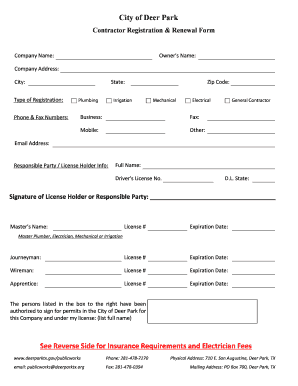 Fillable Online Contractor Registration Renewal Form Fax Email Print ...