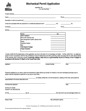 Fillable Online Mechanical Permit Application Application No Fax Email ...