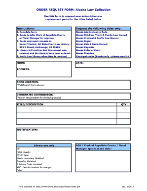 Fillable Online courts alaska Law Library Order Request - Alaska Court ...