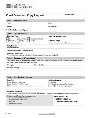 Fillable Online mncourts Copy Request Form - Minnesota Judicial Branch ...