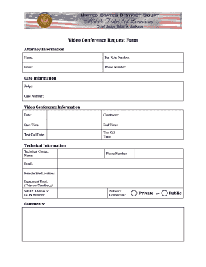Fillable Online Video Conference Request Form - United States Courts ...