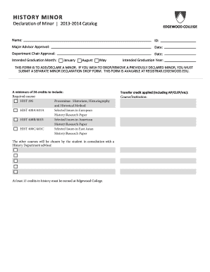Fillable Online my edgewood HISTORY MINOR - Edgewood College Fax Email ...