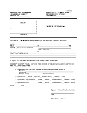 Fillable Online nccourts FORM 5 STATE OF NORTH CAROLINA THE GENERAL ...