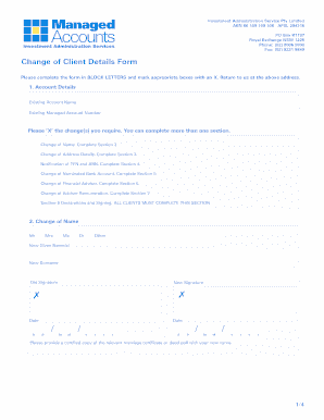 Fillable Online Change of Client Details Form - Fax Email Print - pdfFiller