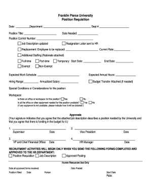 Fillable Online eraven franklinpierce Job Requisition Form #1 - SHRM ...