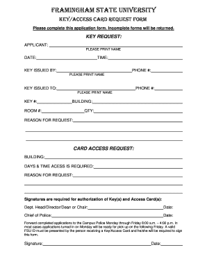 Fillable Online framingham KEYACCESS CARD REQUEST FORM Fax Email Print - pdfFiller