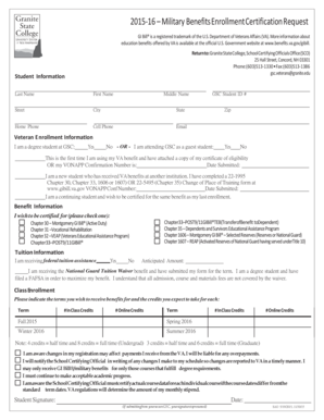 Fillable Online 2015-16 Military Benefits Enrollment Certification ...