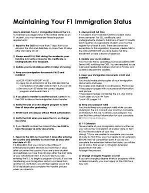 Fillable Online Maintaining Your F1 Immigration Status Fax Email Print ...
