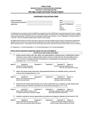 Fillable Online graduate lclark SUPERVISEE EVALUATION FORM - Lewis Clark Graduate School Fax ...