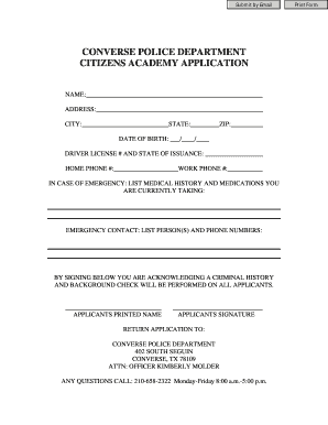 Fillable Online conversetx CONVERSE POLICE DEPARTMENT Fax Email Print ...