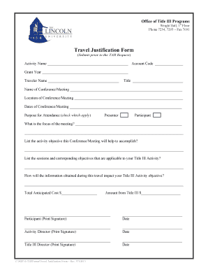 Fillable Online lincoln Travel Justification Formdocx Fax Email Print ...