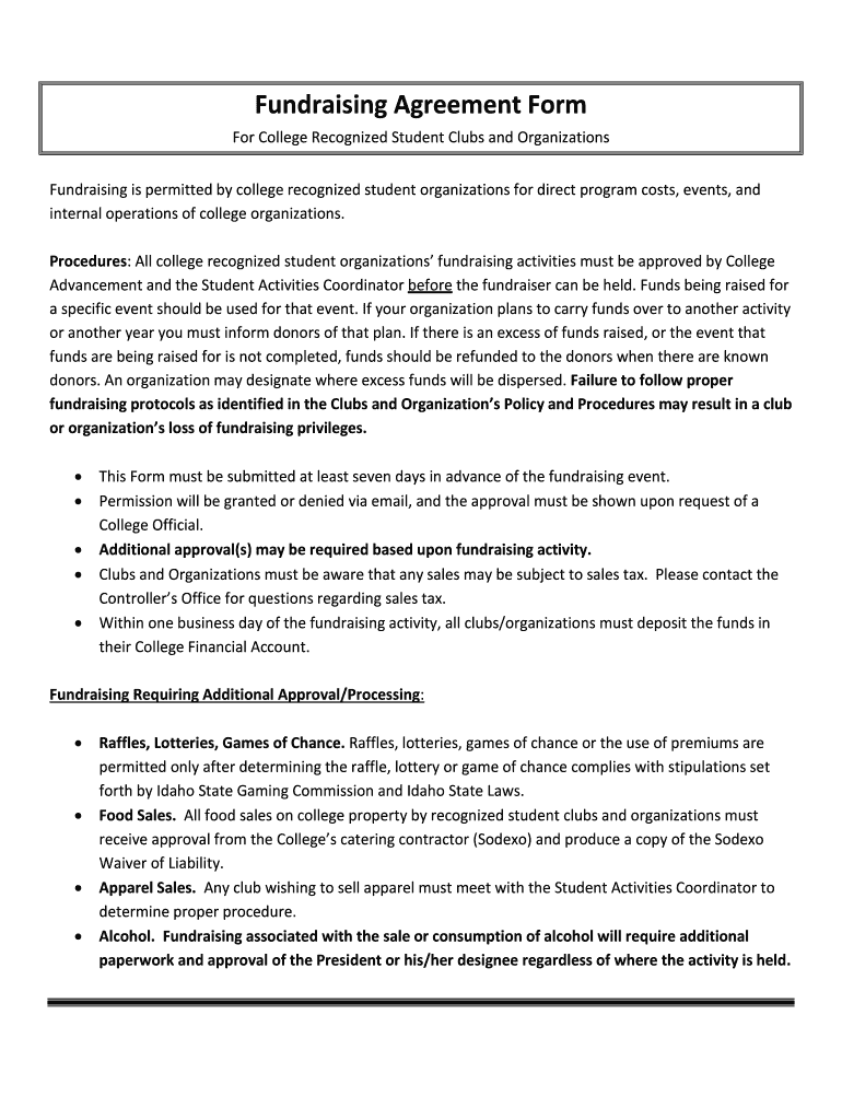 Fillable Online lcsc Fundraising Agreement Form - Lewis-Clark State ...
