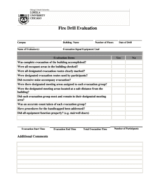 Fillable Online luc Fire Drill Evaluation Form - lucedu Fax Email Print ...