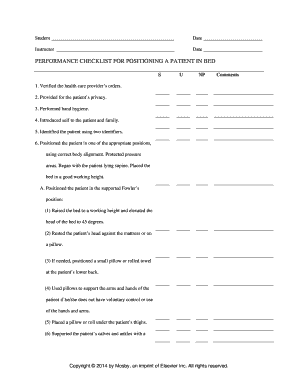 Fillable Online home nwciowa D002 Checklist for Positioning a Patient ...