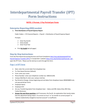 Fillable Online nau Interdepartmental Payroll Transfer IPT Form ...