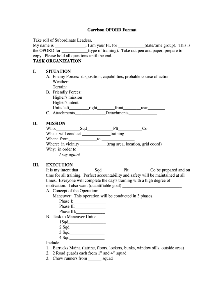 Army Opord Shell Fillable Fill Out Sign Online DocHub