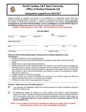 Fillable Online ncat Independent Appeal Form 20162017 Fax Email Print ...
