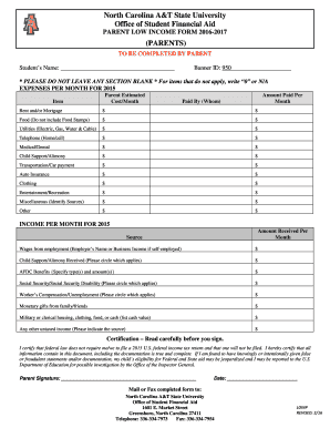 Fillable Online ncat 20162017 Verification of Low Income Form Fax Email ...