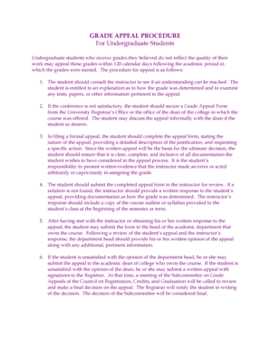 Fillable Online GRADE APPEAL PROCEDURE For Undergraduate Students Fax Email Print - pdfFiller