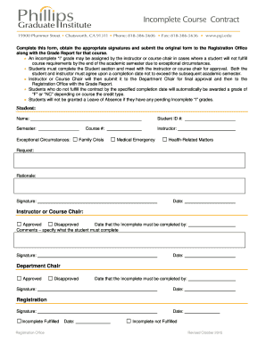 Fillable Online pgi Incomplete Course Contract Incomplete Course ...