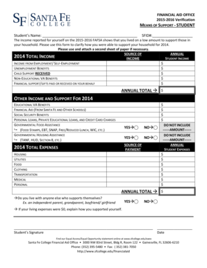 Fillable Online dept sfcollege MEANS OF SUPPORT STUDENT - Santa Fe ...