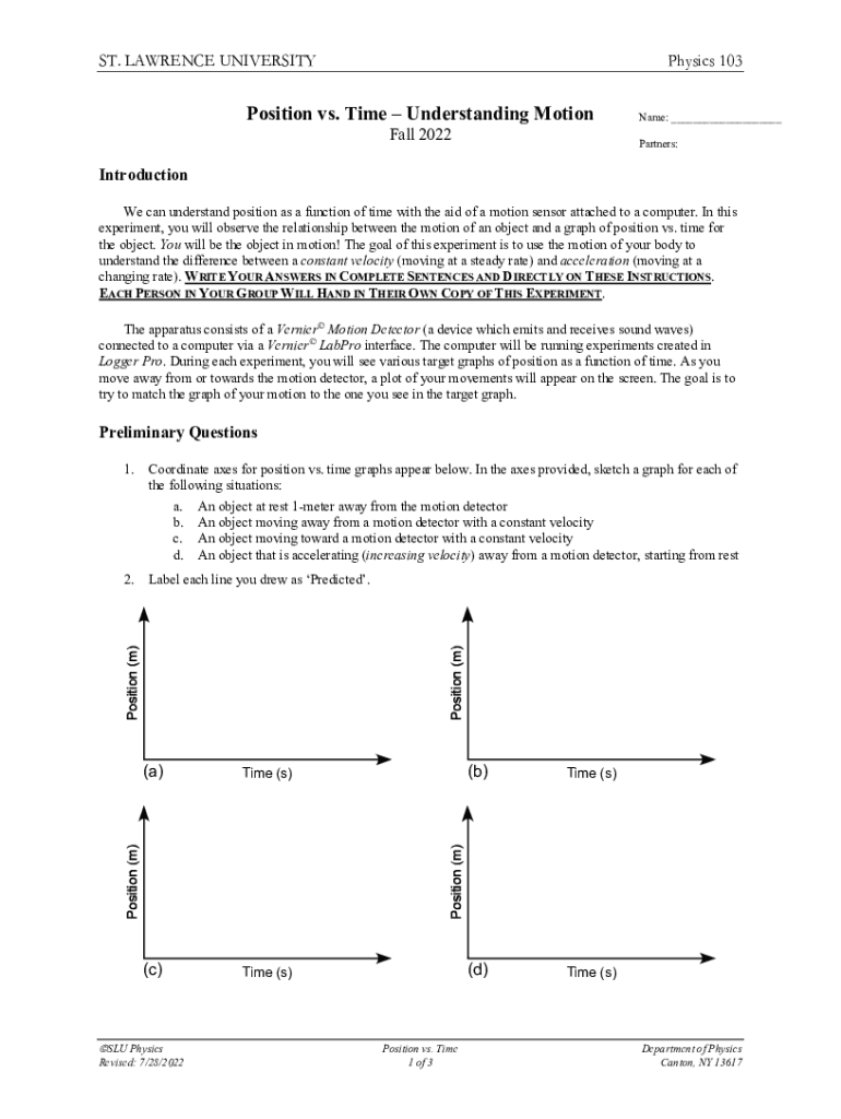 Fillable Online myslu stlawu Position, Velocity, and Acceleration ...
