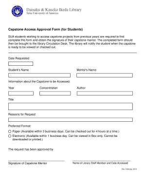 Fillable Online ikedalibrary soka Capstone Access Approval for 4th-year ...