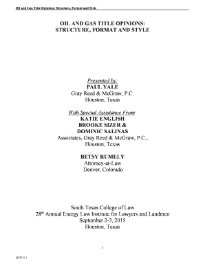 Fillable Online stcl OIL AND GAS TITLE OPINIONS STRUCTURE FORMAT AND ...