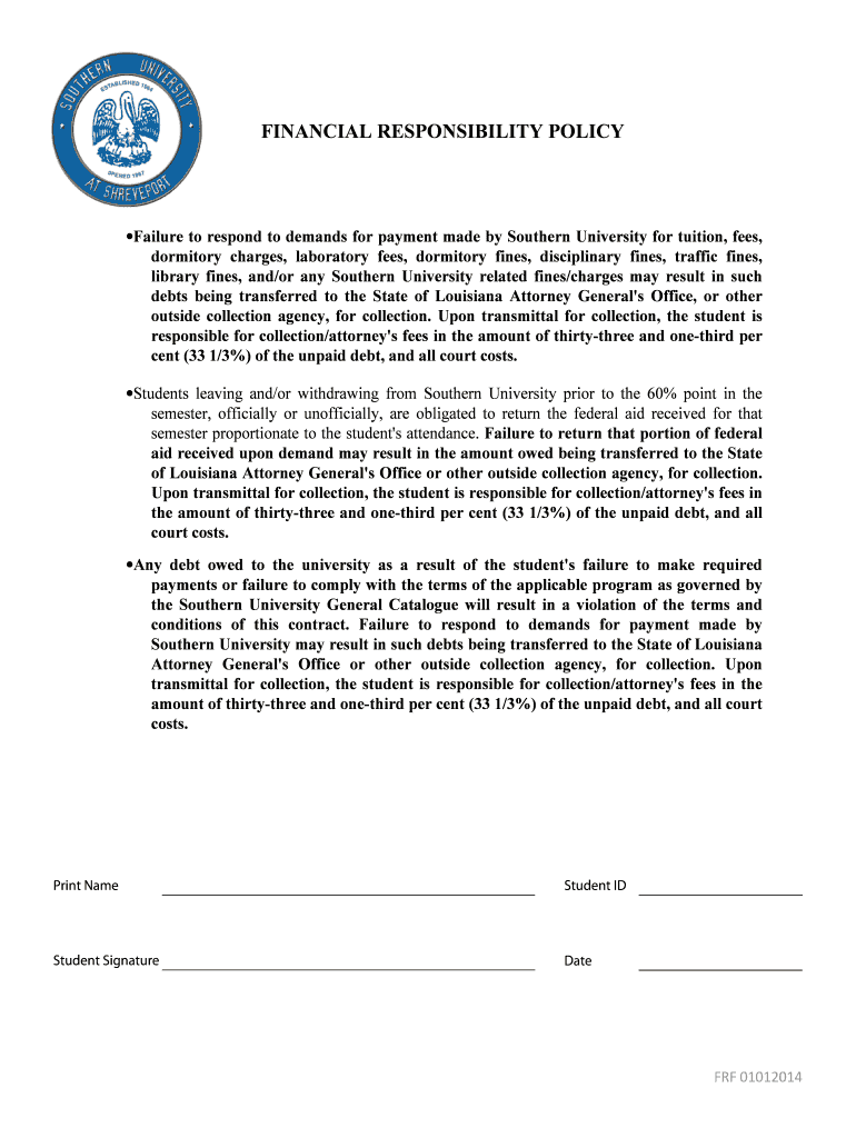 Fillable Online online susla FINANCIAL RESPONSIBILITY POLICY - About Us ...