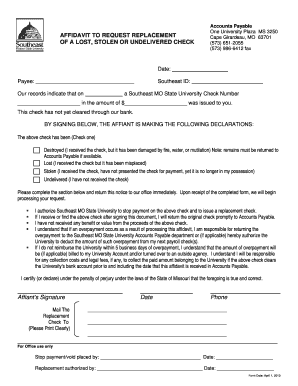 Fillable Online semo AFFIDAVIT TO REQUEST REPLACEMENT Fax Email Print ...