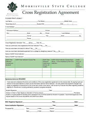 Fillable Online Cross Registration Agreement - Morrisville State ...